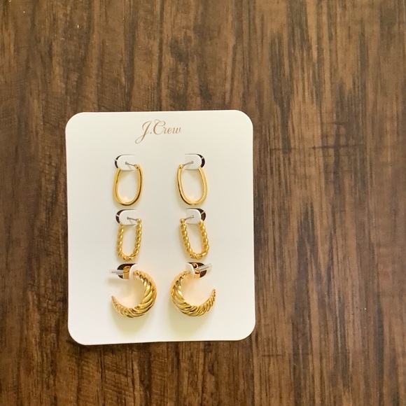 J. Crew | Jewelry | Jcrew Sculptural Gold Earrings Set Of Three | Poshmark